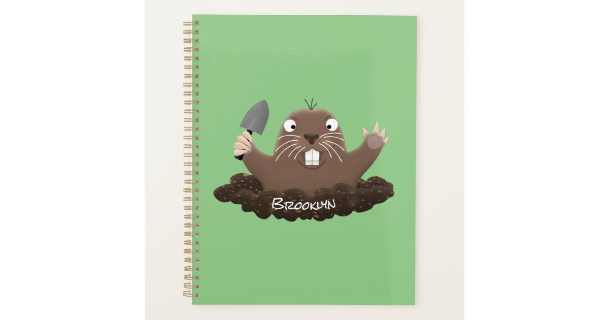 Funny pocket gopher digging cartoon illustration planner | Zazzle