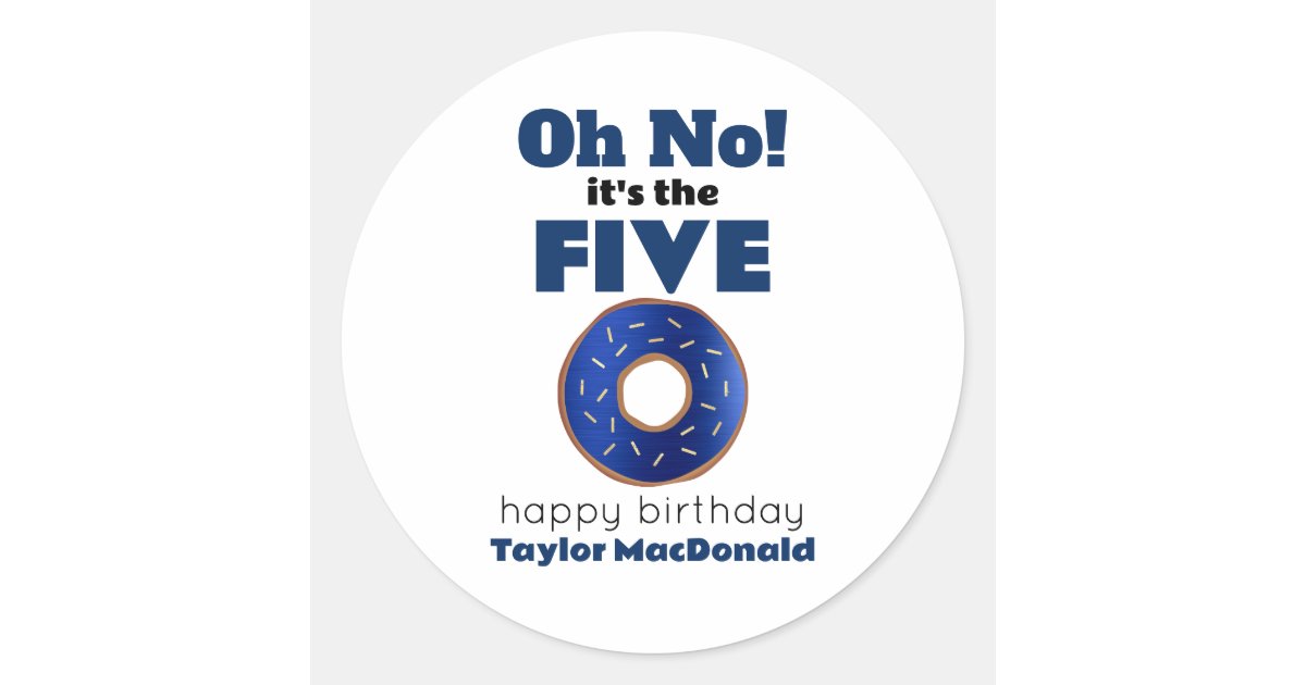 Funny Police Donut 50th Birthday Classic Round Sticker | Zazzle