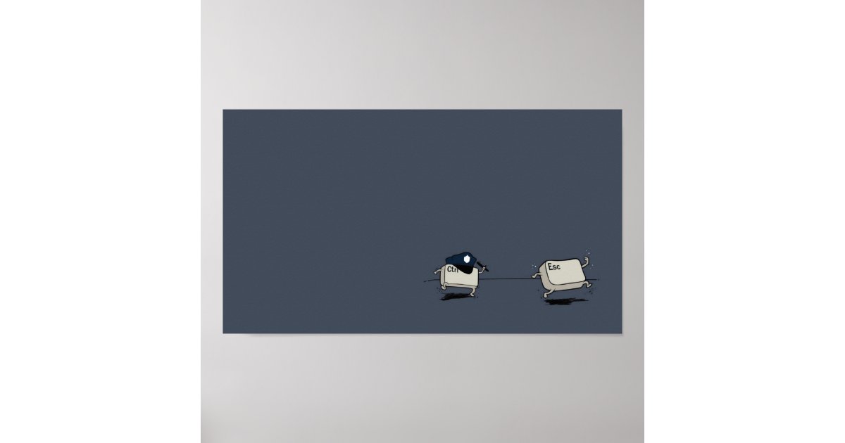Funny Police Humor - Ctrl Chasing Esc Key Poster | Zazzle