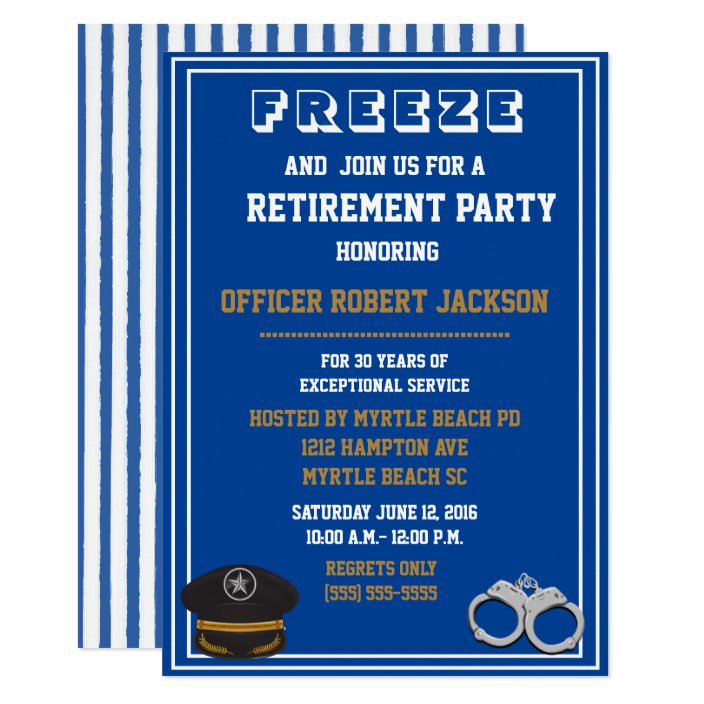 Funny Police Law Enforcement Retirement Invitation | Zazzle.com