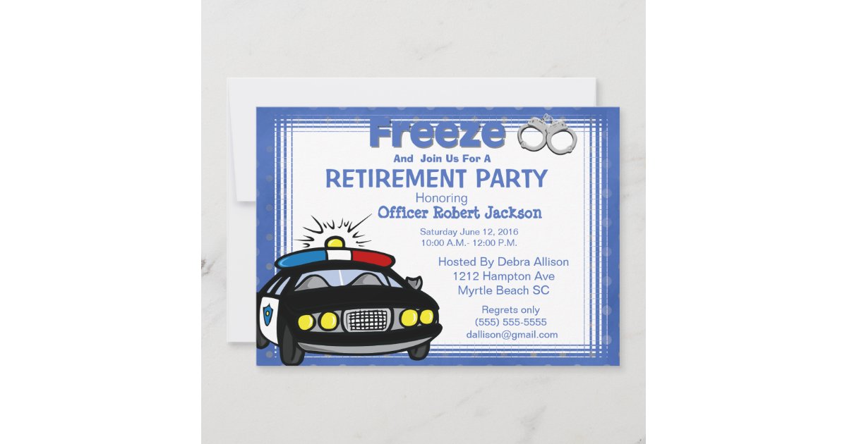 Funny Police Officer Retirement Invitation | Zazzle