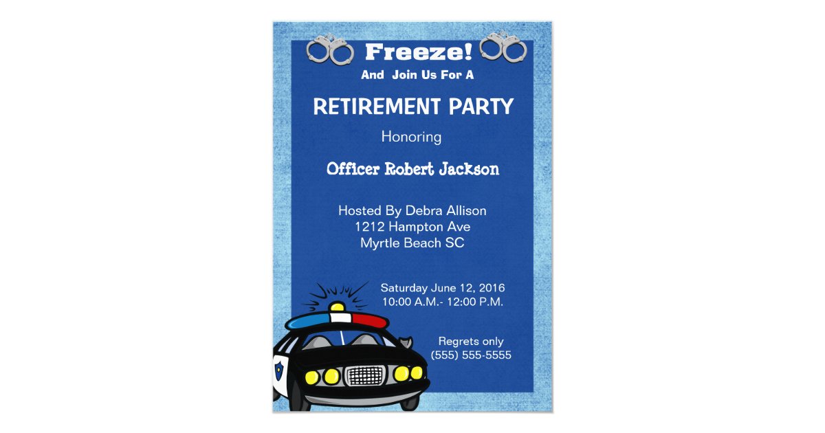 Funny Police Officer Retirement Invitation | Zazzle.com