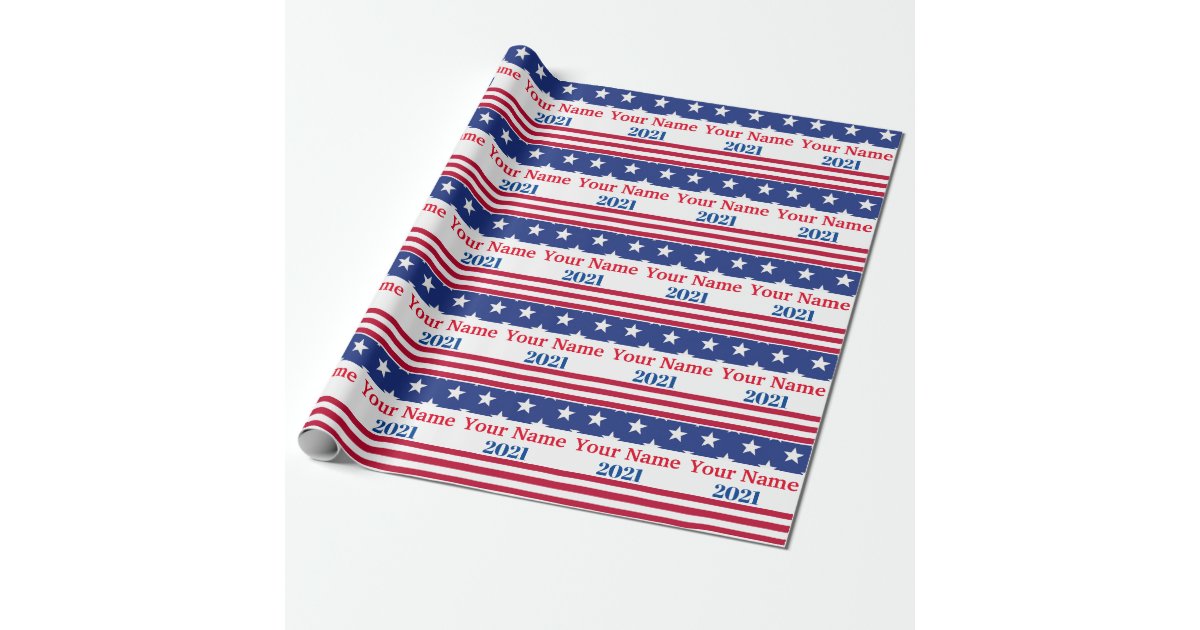 Funny Political Campaign Custom Name American Flag Wrapping Paper | Zazzle