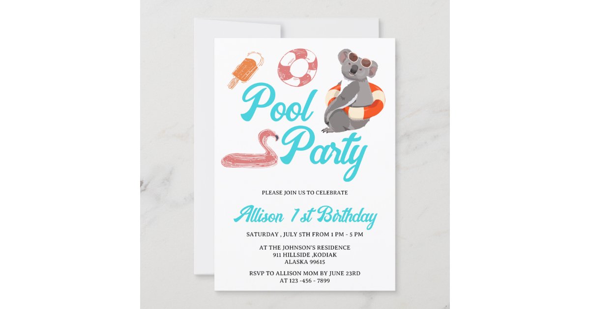 Funny Pool Party Birthday Invitation | Zazzle