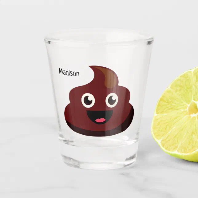 Funny Poop custom name shot glass | Zazzle