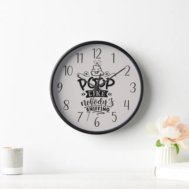 funny poop sniff word art bathroom clock | Zazzle