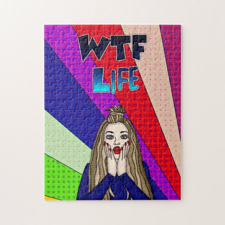 Funny Pop Art WTF Life ] Lady Freaking Out Jigsaw Puzzle | Zazzle