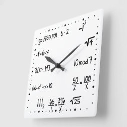 Funny Pop Quiz Math Genius Square Wall Clock | Zazzle