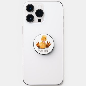 Funny PopSocket with Playful Duck - Custom Text | Zazzle