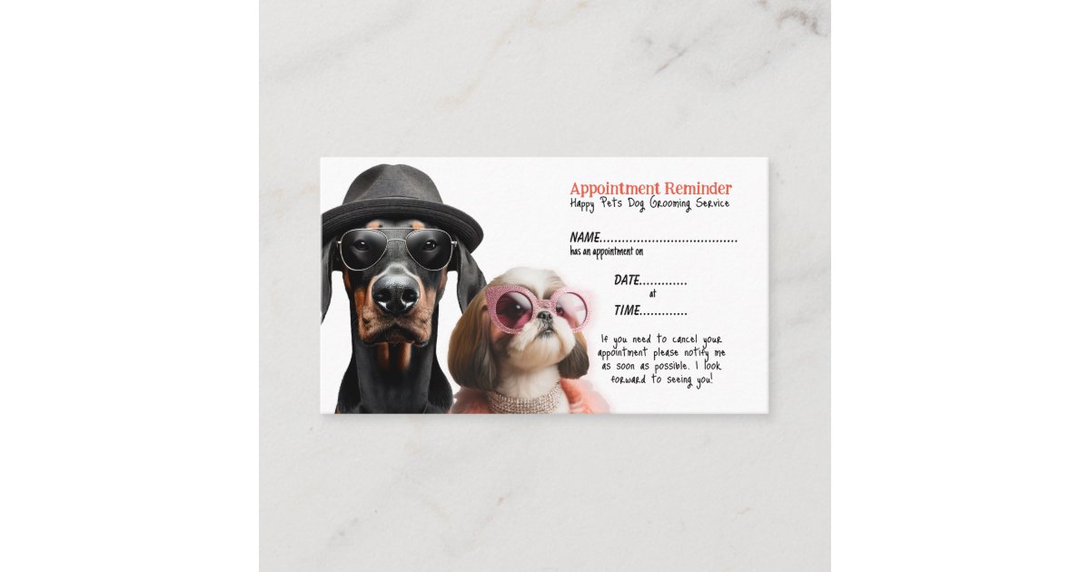 Funny Posh Dog Grooming Appointment Reminder Card | Zazzle