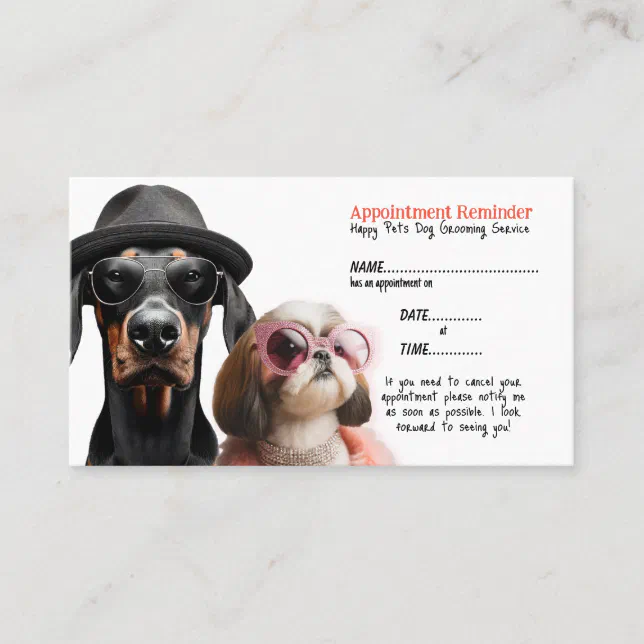 Funny Posh Dog Grooming Appointment Reminder Card | Zazzle