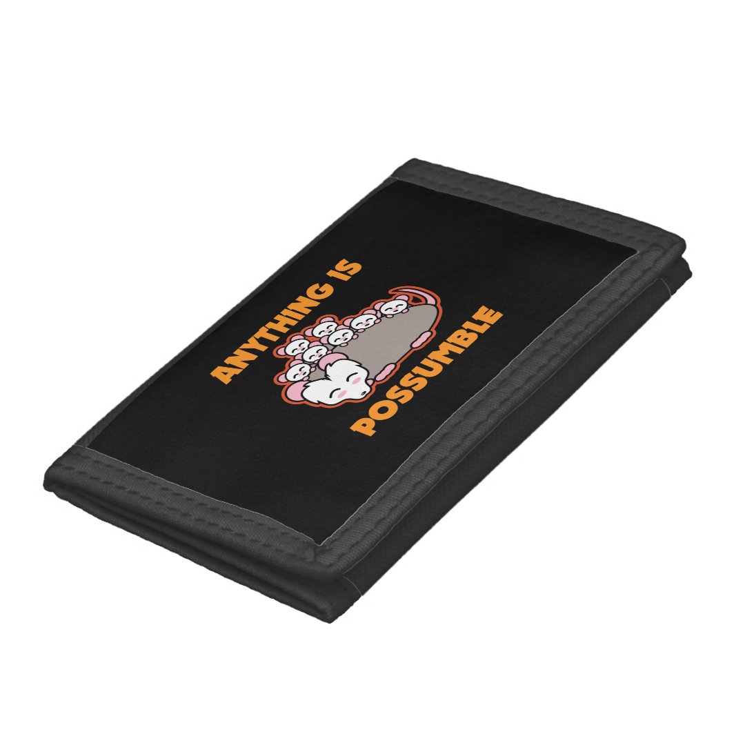 Funny Possum Opossum Pun Anything Is Possumble Trifold Wallet | Zazzle