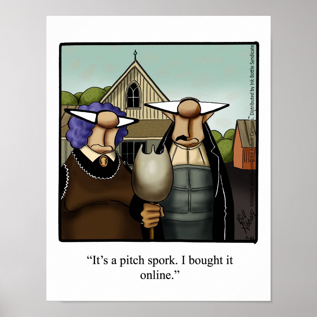 Funny Poster Art "Pitch Spork" Spectickles Cartoon | Zazzle