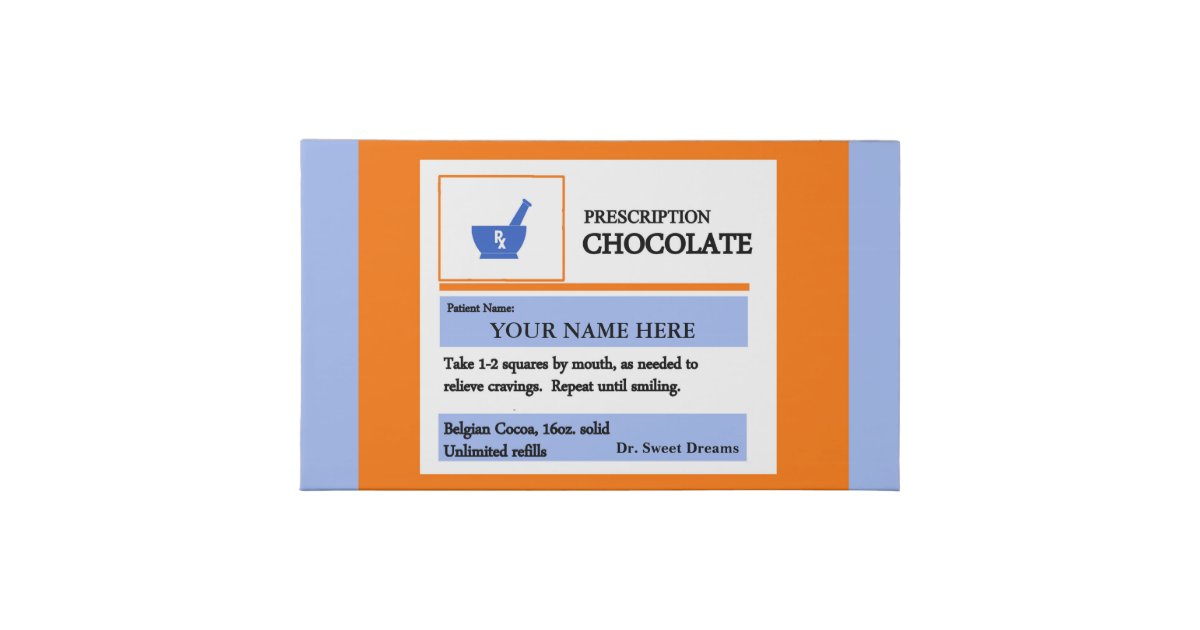 Funny Prescription Chocolate Gift Bar | Zazzle.com
