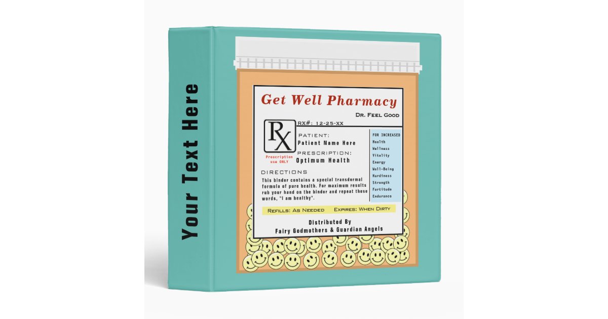 Funny Prescription for Health Binder | Zazzle