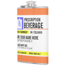 Funny Prescription Label 8 oz. Beverage Flask | Zazzle
