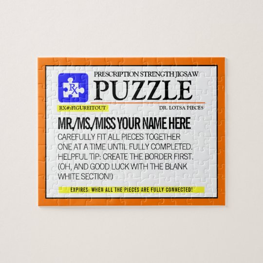 Funny Prescription Label Personalized Jigsaw Puzzle | Zazzle.com