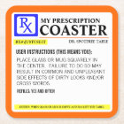 Funny Prescription Label Square Paper Coaster | Zazzle