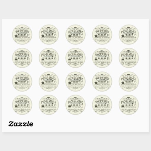 Funny Programmer Classic Round Sticker | Zazzle