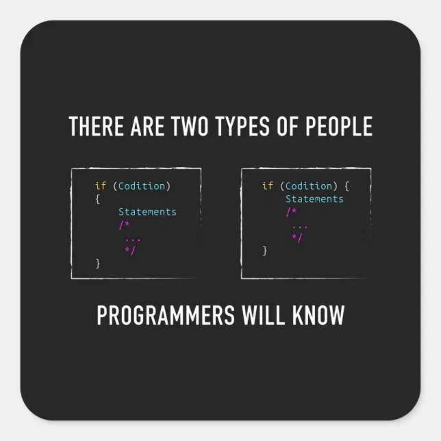 Funny Programmer Gift for Coding Geek Square Sticker | Zazzle