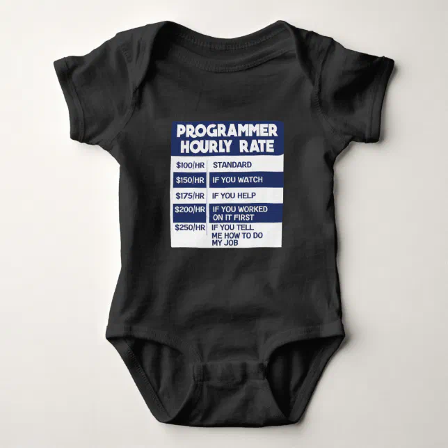 Funny Programmer Hourly Rate Computer IT Coder Baby Bodysuit | Zazzle