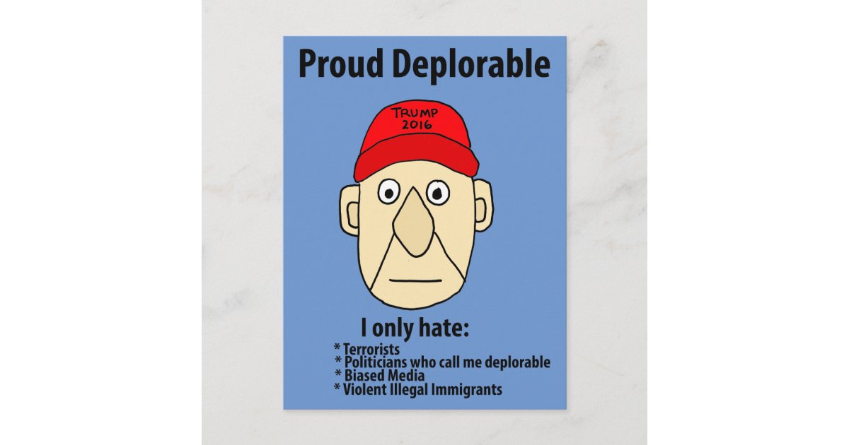 Funny Proud Deplorable Political Cartoon Postcard | Zazzle