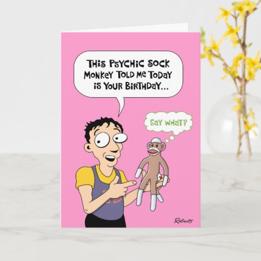 Funny Psychic Sock Monkey Birthday Card | Zazzle