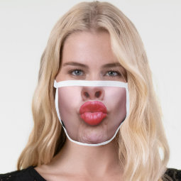 Funny Puckered Kiss Lips Face Mask | Zazzle