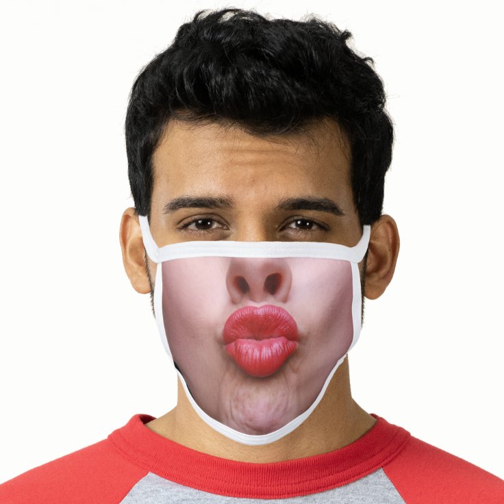 Funny Puckered Kiss Lips Face Mask | Zazzle