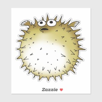 funny puffer fish cartoon sticker | Zazzle