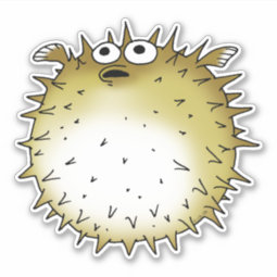 funny puffer fish cartoon sticker | Zazzle