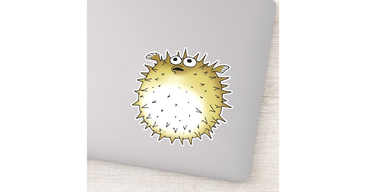 funny puffer fish cartoon sticker | Zazzle