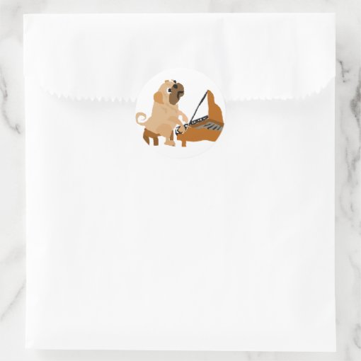 Funny Pug Dog Playing Piano Classic Round Sticker | Zazzle