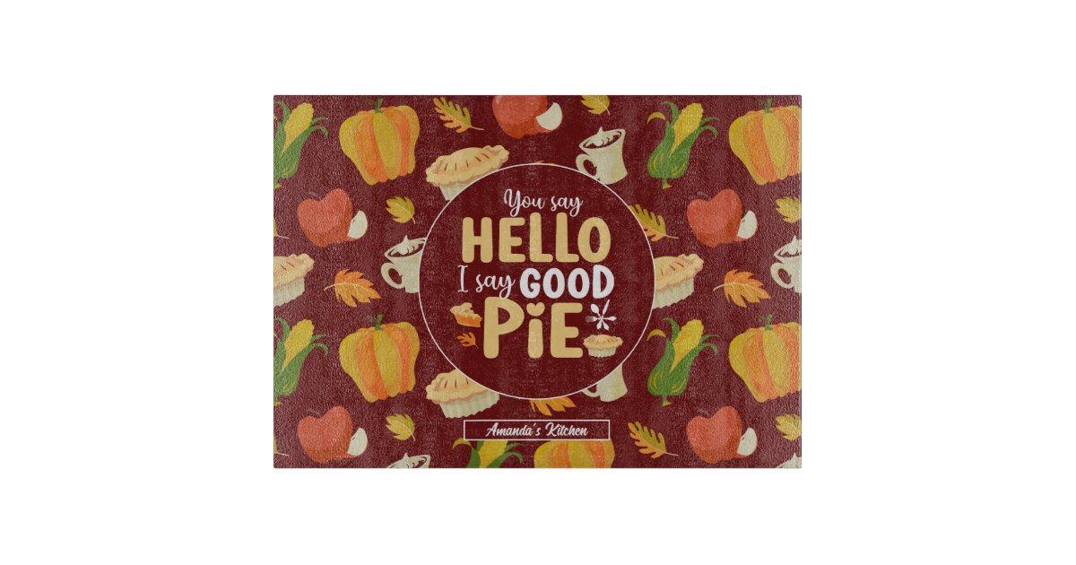 Funny Pumpkin Pie Pun Thanksgiving Food Pattern Cutting Board | Zazzle