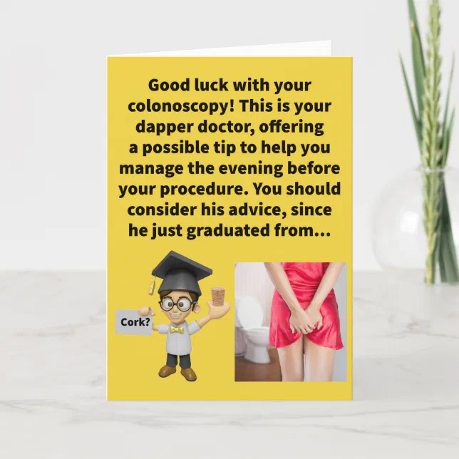 Funny Pun (Bowel) Prep School Good Luck Card | Zazzle