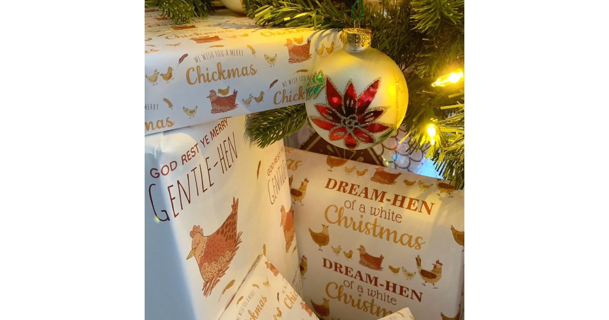 Funny Pun Chicken Christmas Wrapping Paper Sheets | Zazzle