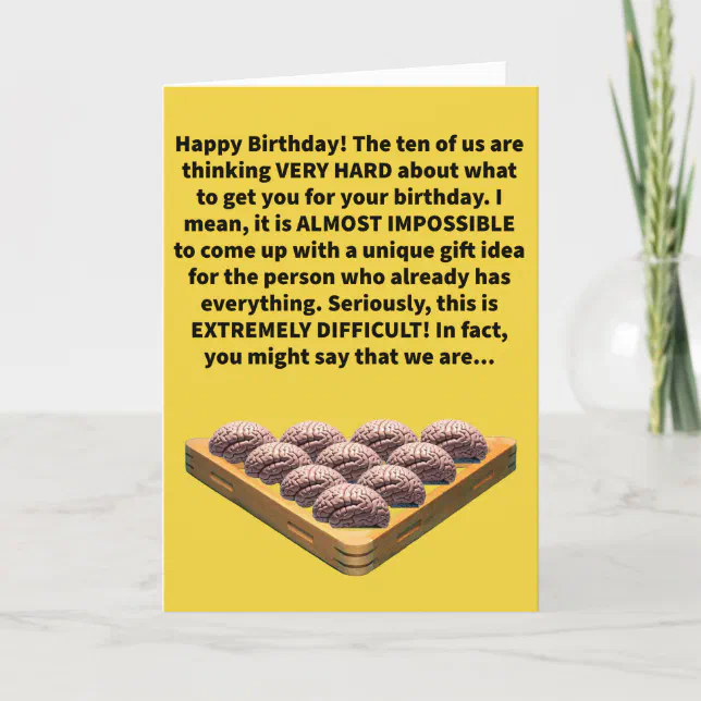 Funny Pun Racking Our Brains Happy Birthday Card | Zazzle