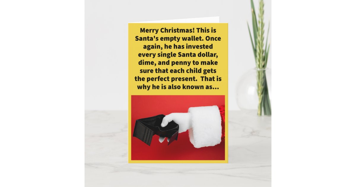 Funny Pun Saint Nickel-less Merry Christmas Card | Zazzle