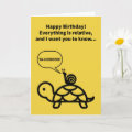 Funny Pun Snail Riding Turtle Relative Birthday Card | Zazzle