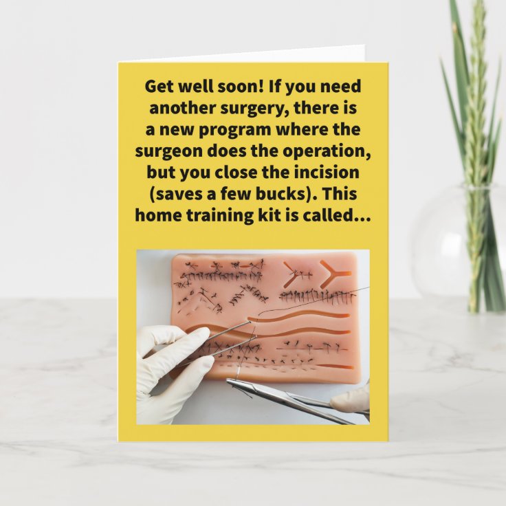 Funny Pun Suture Self Get Well Encouragement Card | Zazzle