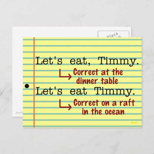 Funny Punctuation Grammar Postcard | Zazzle