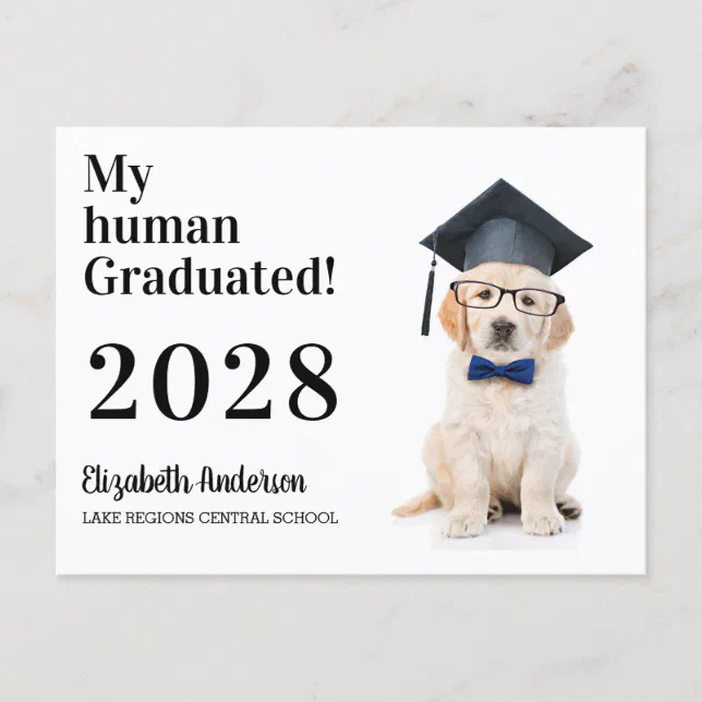Funny Puppy Graduate Graduation Party Invitation Postcard | Zazzle