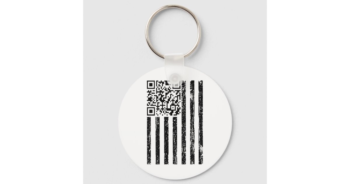 Funny Qr Scan Me President Dancing Code Usa Flag _ Keychain | Zazzle