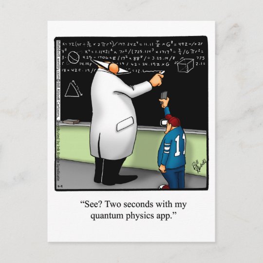 Funny "Quantum Physics App" Postcard | Zazzle.com