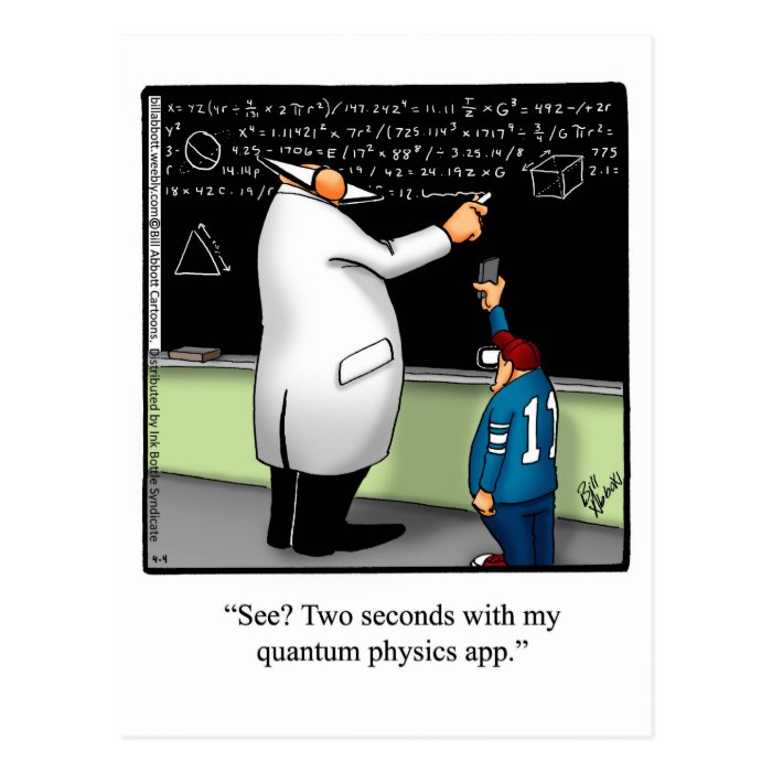 Funny "Quantum Physics App" Postcard | Zazzle