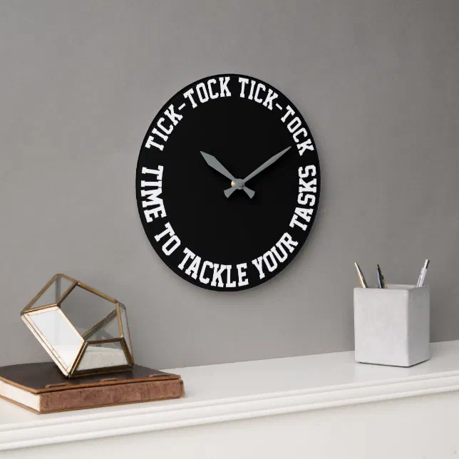 Funny Quotes Motivational Black Round Wall Clock | Zazzle