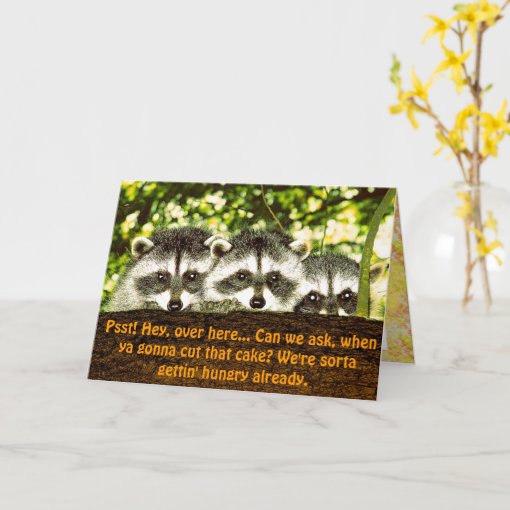 Funny Raccoon Birthday Card 2 | Zazzle