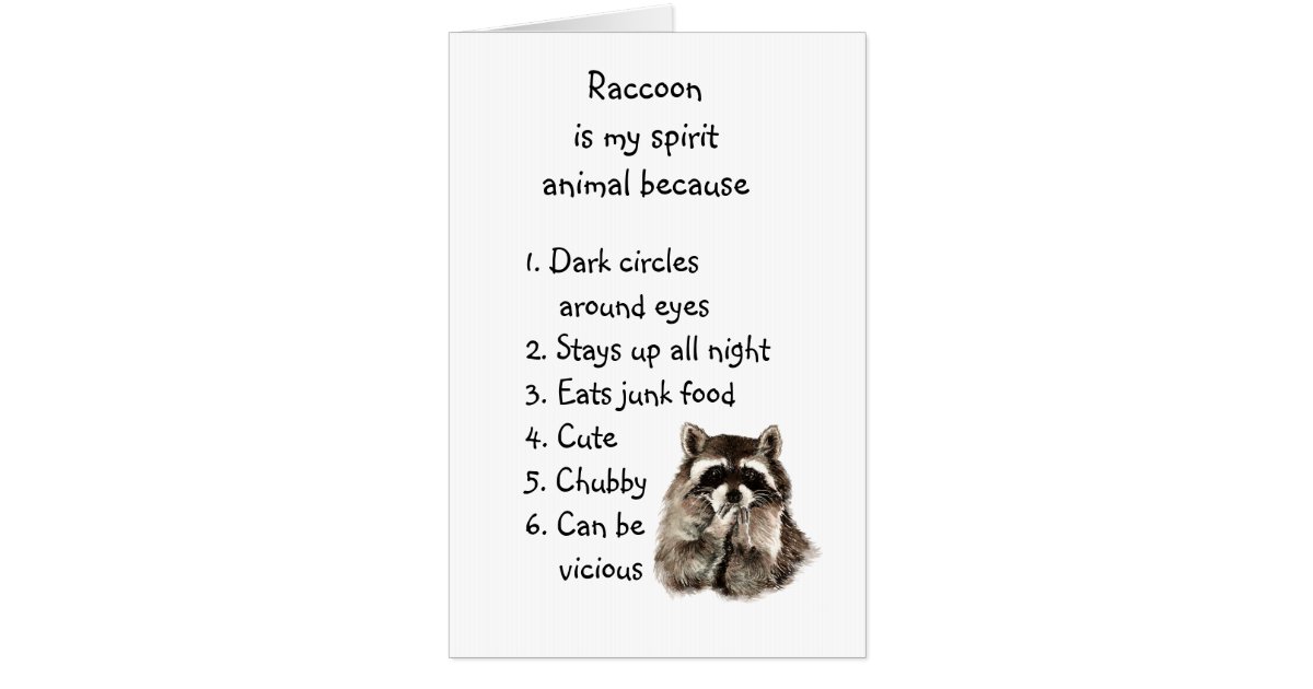 Funny Raccoon Spirit Animal Humor Cute Watercolor Card | Zazzle
