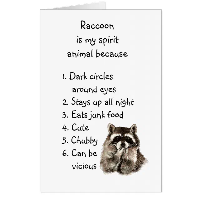 Funny Raccoon Spirit Animal Humor Cute Watercolor Card | Zazzle
