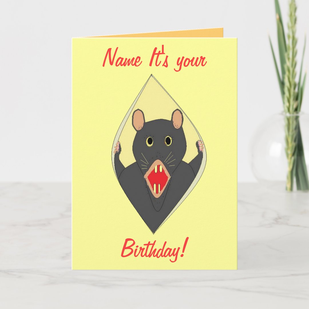 Funny Rat birthday card Add name front for anyone. | Zazzle